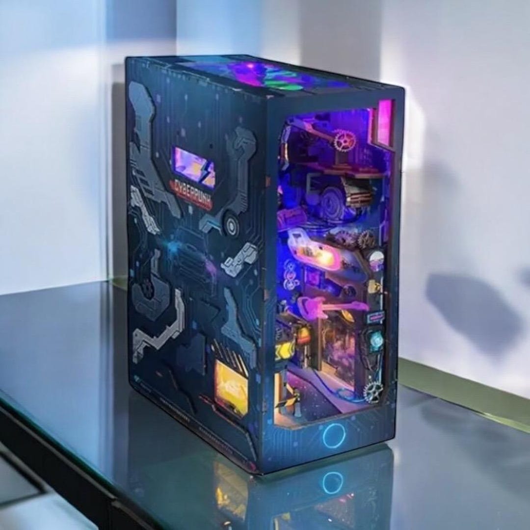 DIY Book Nook Kit - Cyberstation, Miniature House With LED Light, Book ...