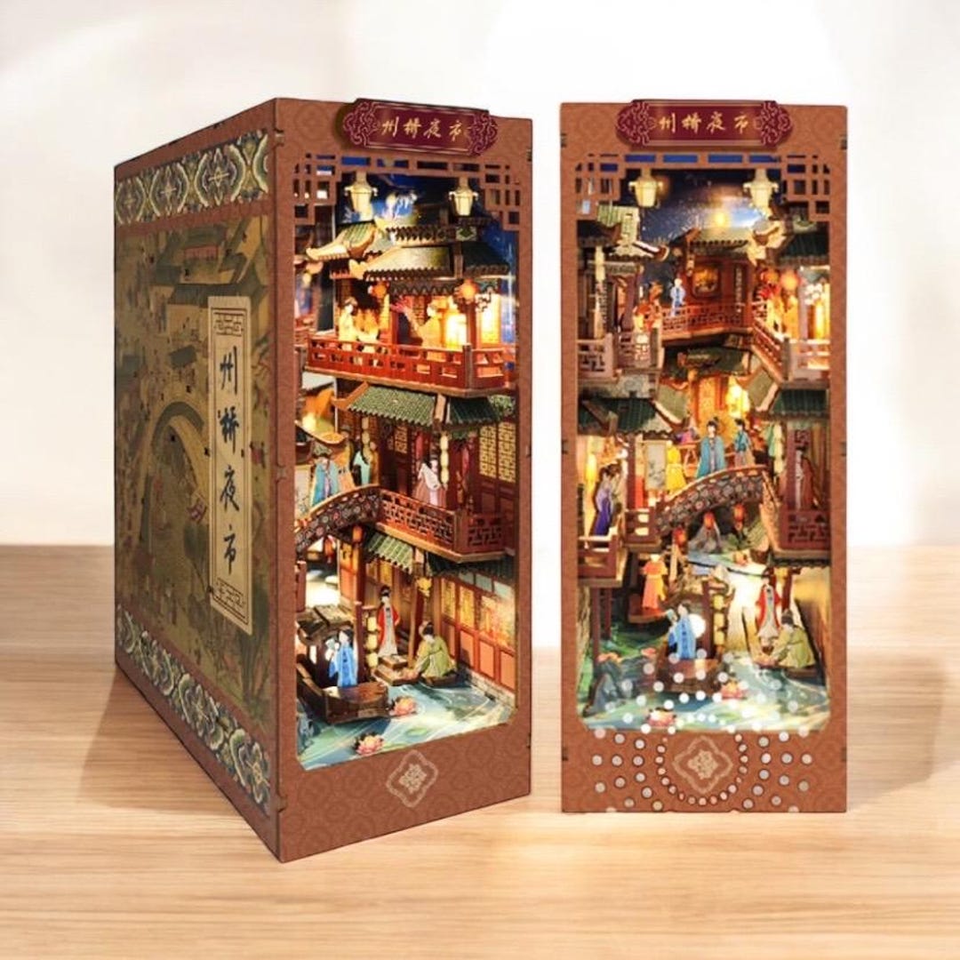 DIY Book Nook Kit - Century-old Night Market Miniature House With LED ...