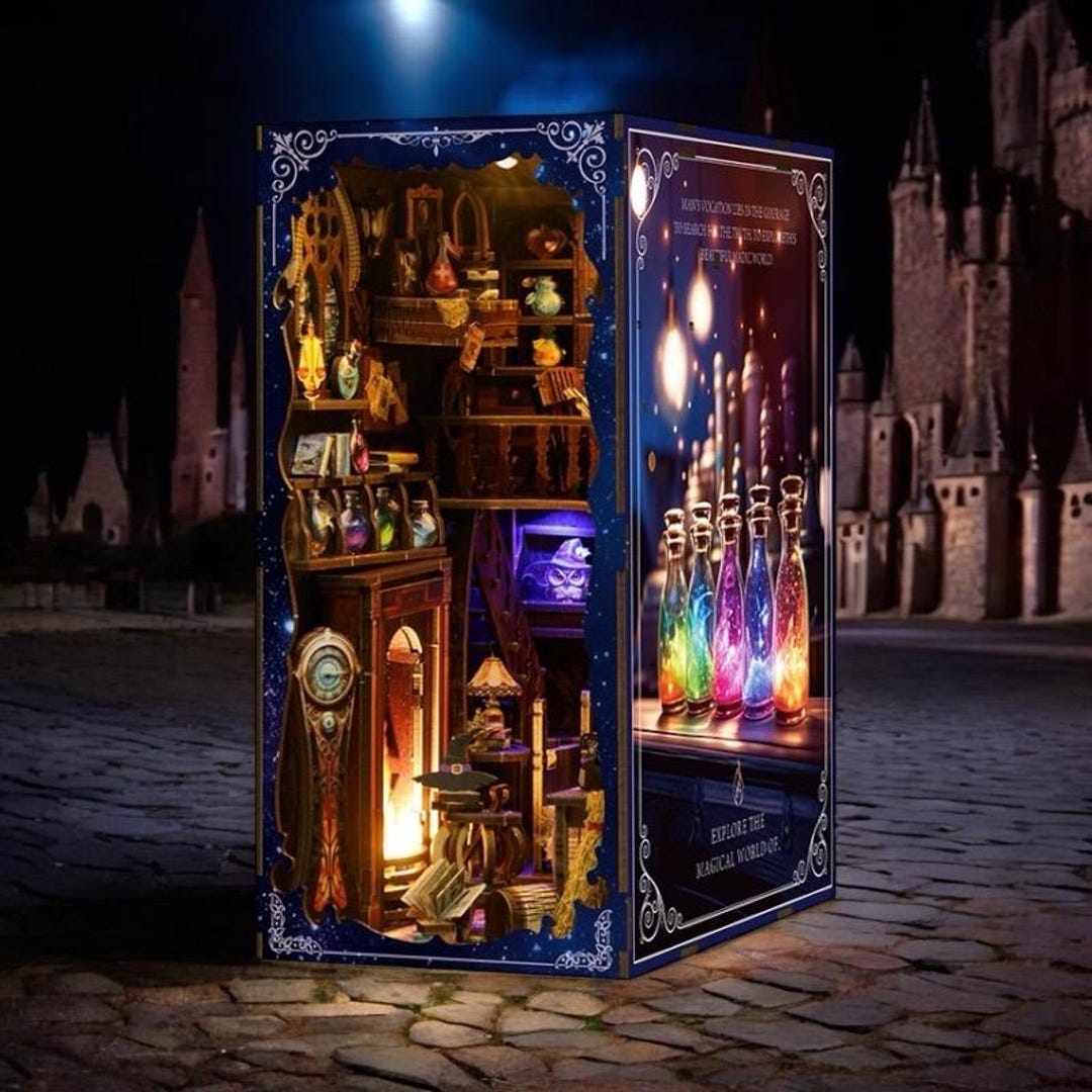 DIY Book Nook Kit - Magical World, Miniature House With LED Light, Book ...