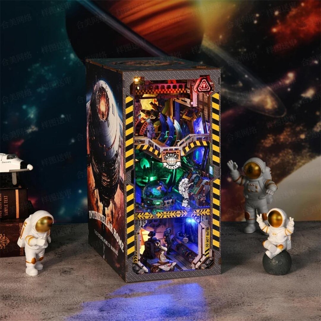 DIY Book Nook Kit - Space Station, Miniature House With LED Light, Book ...