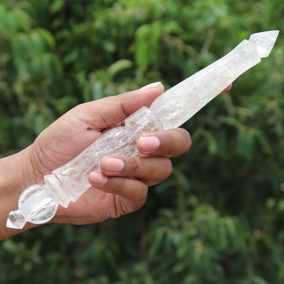 Crystal Quartz Carving Wand, Quartz Carved Wand, Crystal Wand, Reiki ...