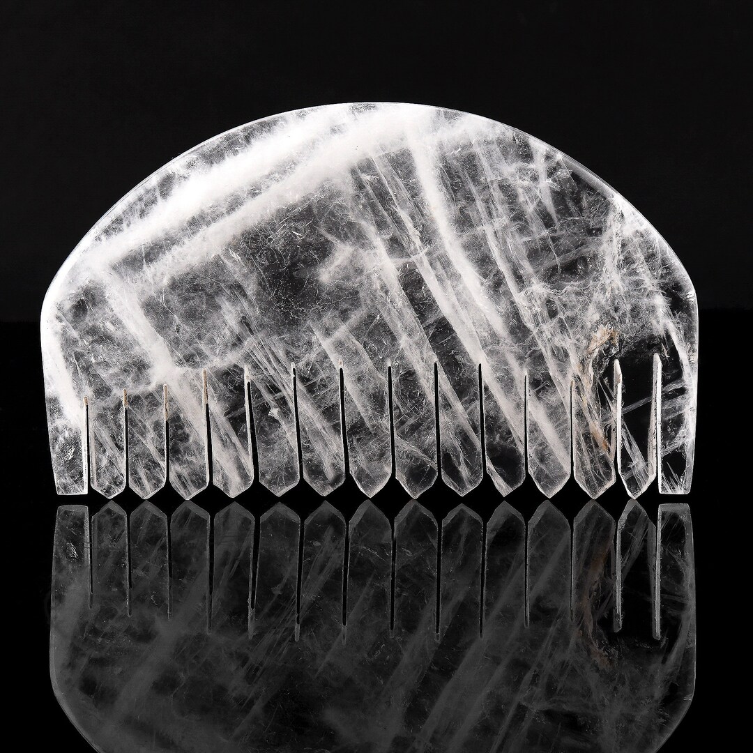 Crystal Quartz Comb, Quartz Round Comb, Handmade Carving Comb, Rock ...