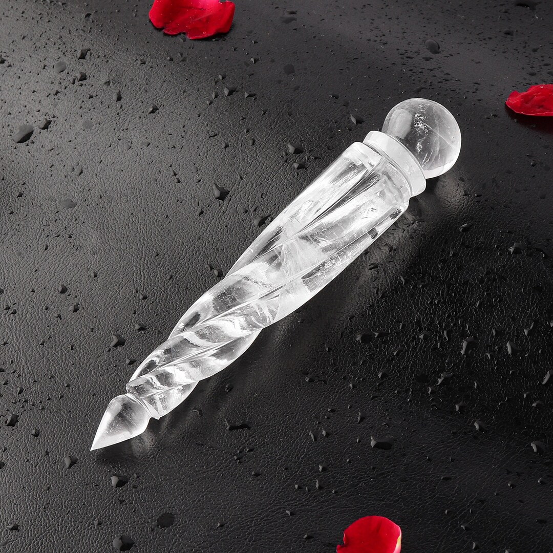 Crystal Quartz Carving Wand, Crystal Quartz Carved Wand, Crystal Wand ...
