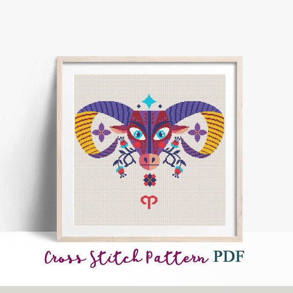 Aries Cross Stitch - Etsy