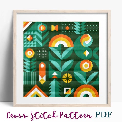 Abstract Cross Stitch Pattern Modern Colorful X-stitch - Etsy