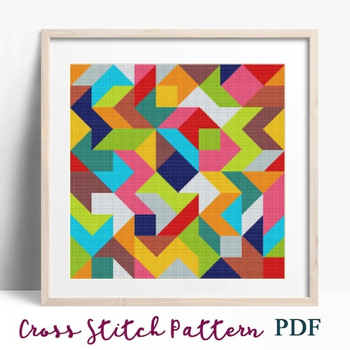 Abstract Geometric Flowers Cross Stitch Pattern Modern - Etsy