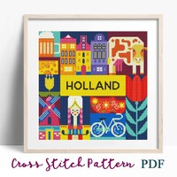 Rainbow Dutch Windmill Cross-stitch Pattern Digital Download - Etsy
