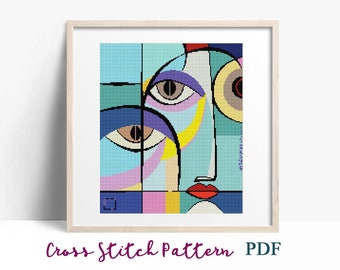 Embroidery Pattern Geometric Abstract Art, Cross Stitch PDF, Instant ...