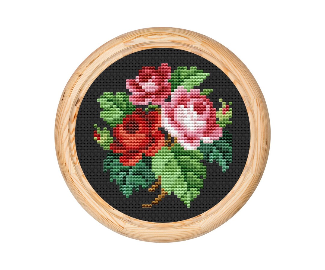 Vintage Flowers Cross Stitch Pattern, Antique Cross Stitch Design, Mini ...