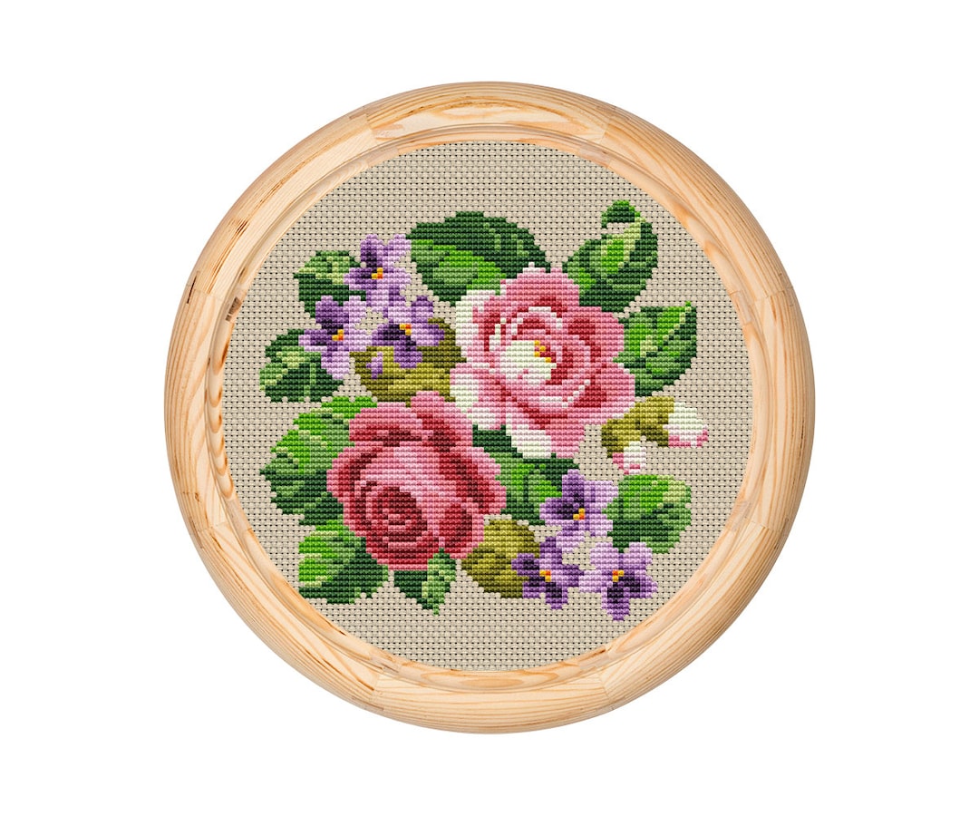Vintage Flowers Cross Stitch Pattern, Antique Cross Stitch Design ...