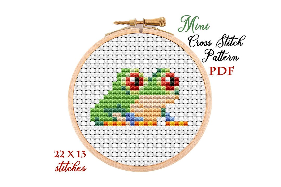 Mini Cross Stitch Pattern. Cute Frog. Counted Cross Stitch Chart. Hoop ...