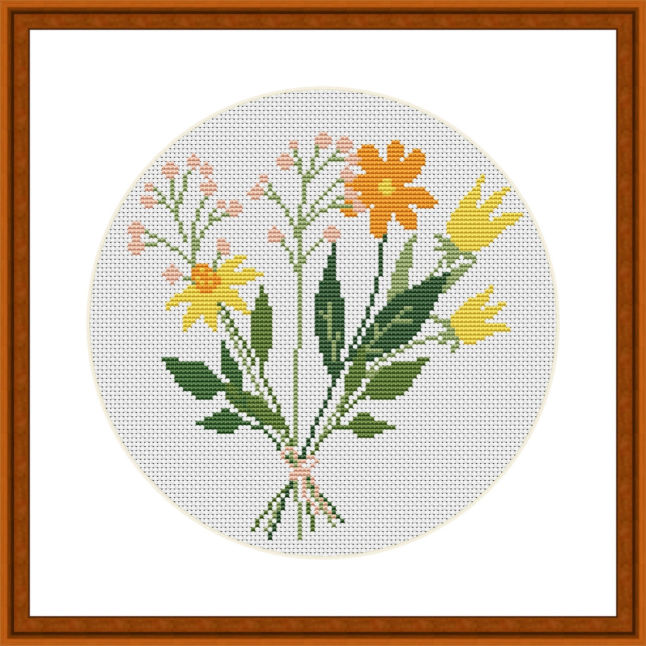 Cross Stitch Pattern Floral Bouquet. Small Flowers Counted Cross Stitch ...