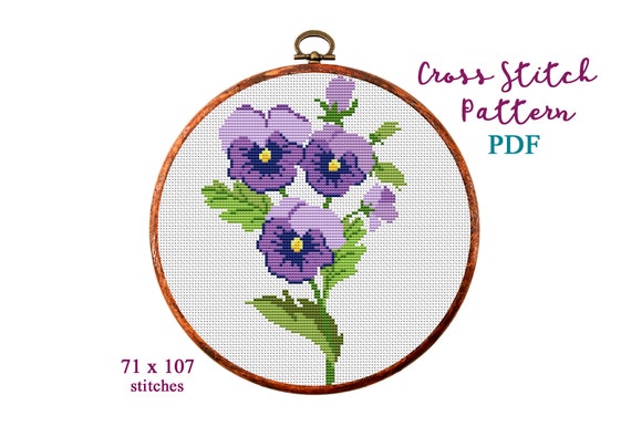 Pansies. Cross Stitch Pattern. Small Flowers Counted Cross | Etsy