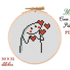 Mini Cross Stitch Pattern. Flork Meme Love. Counted Cross Stitch Chart ...