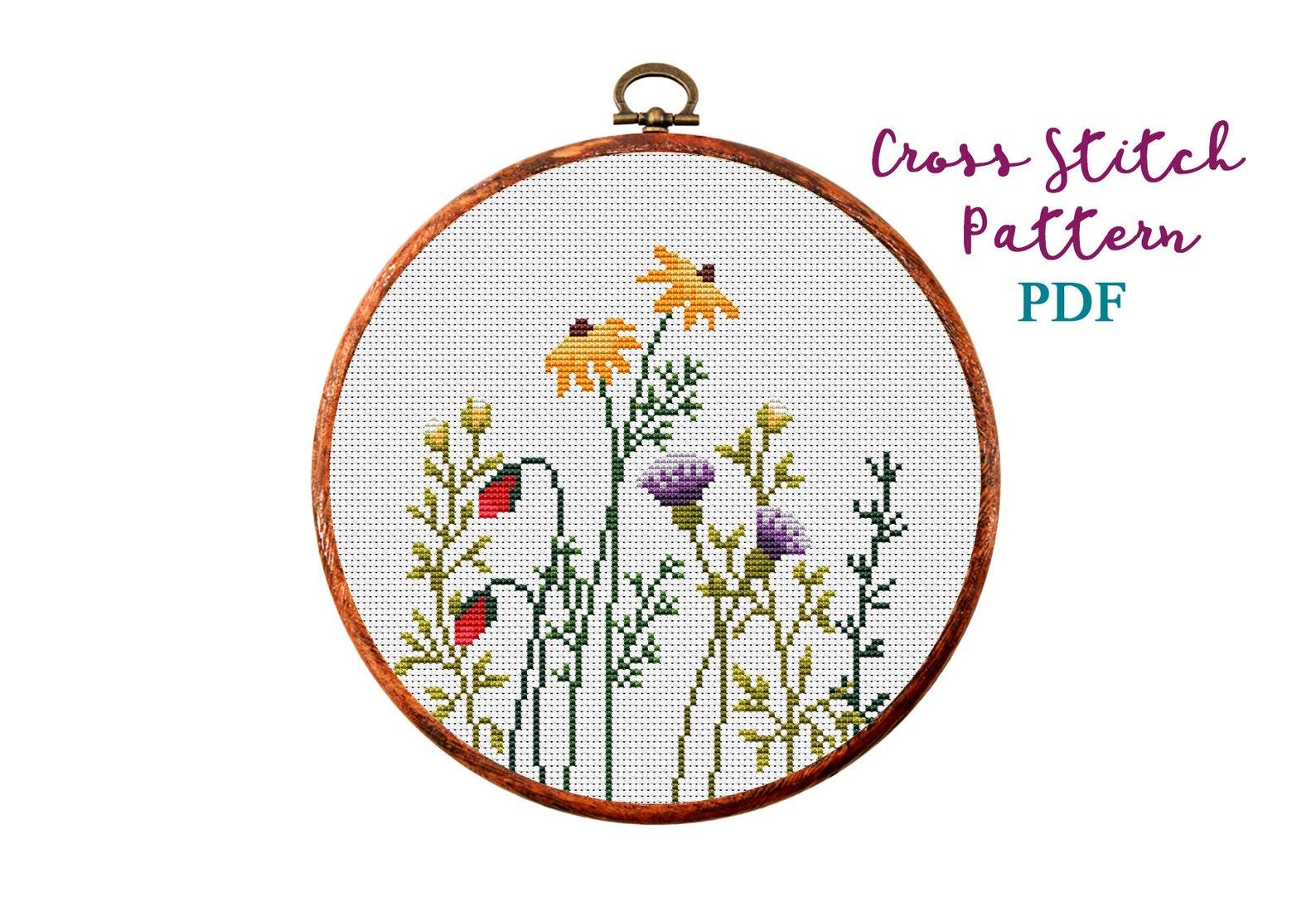 Wild Flowers. Modern Cross Stitch Pattern. Counted Cross Stitch Chart ...
