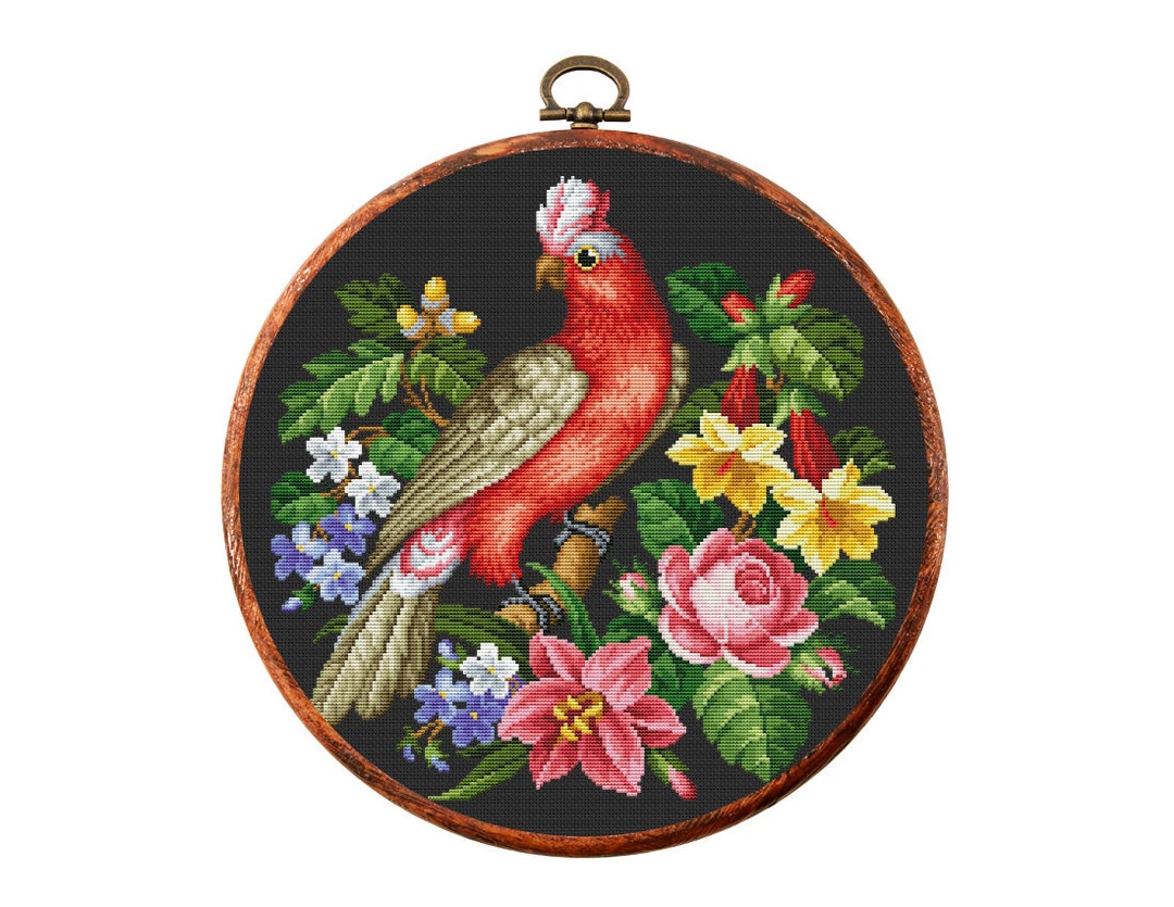 Vintage Flowers Cross Stitch Pattern, Antique Cross Stitch Design ...