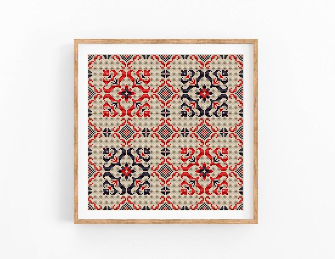 Folk Cross Stitch Pattern. Embroidery Ornament Counted Xstitch Chart ...