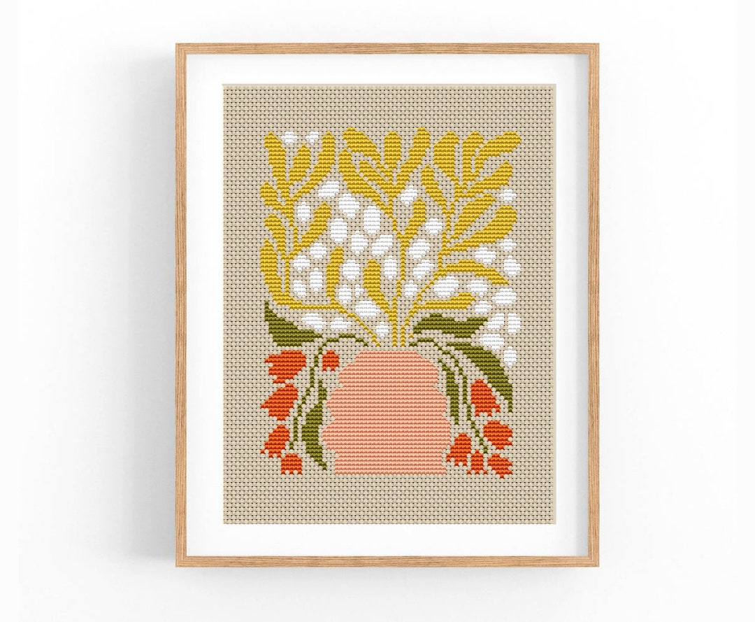 Cross Stitch Pattern Modern Floral Abstract, Easy X-stitch Pattern ...