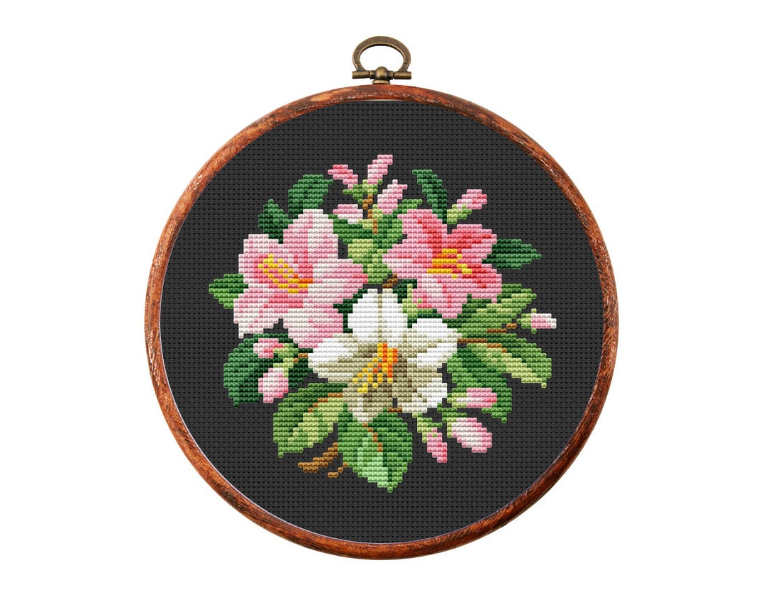 Vintage Flowers Cross Stitch Pattern, Antique Cross Stitch Design, Mini ...