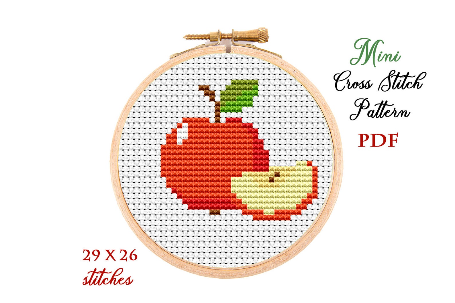Mini Cross Stitch Pattern. Apple. Counted Cross Stitch Chart. - Etsy