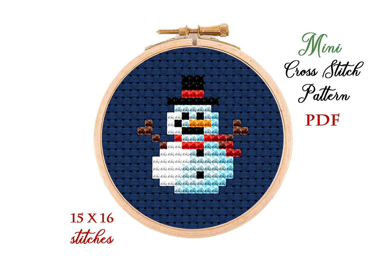 Mini Cross Stitch Pattern. Christmas Snowman. Counted Cross Stitch ...