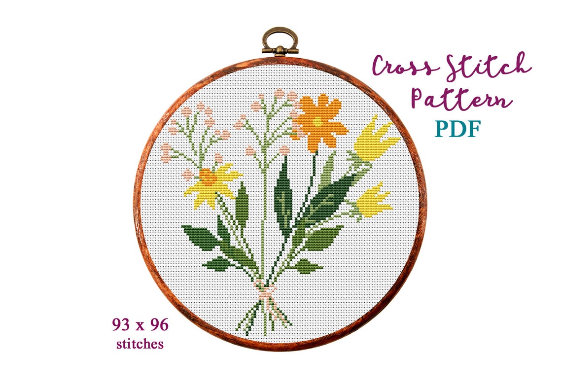 Cross Stitch Pattern Floral Bouquet. Small Flowers Counted - Etsy