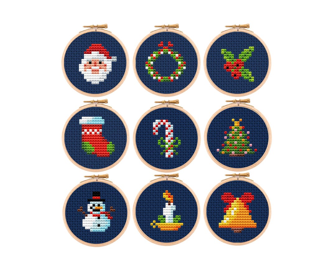 Bundle Mini Christmas 9 Cross Stitch Patterns, Small Counted Cross ...