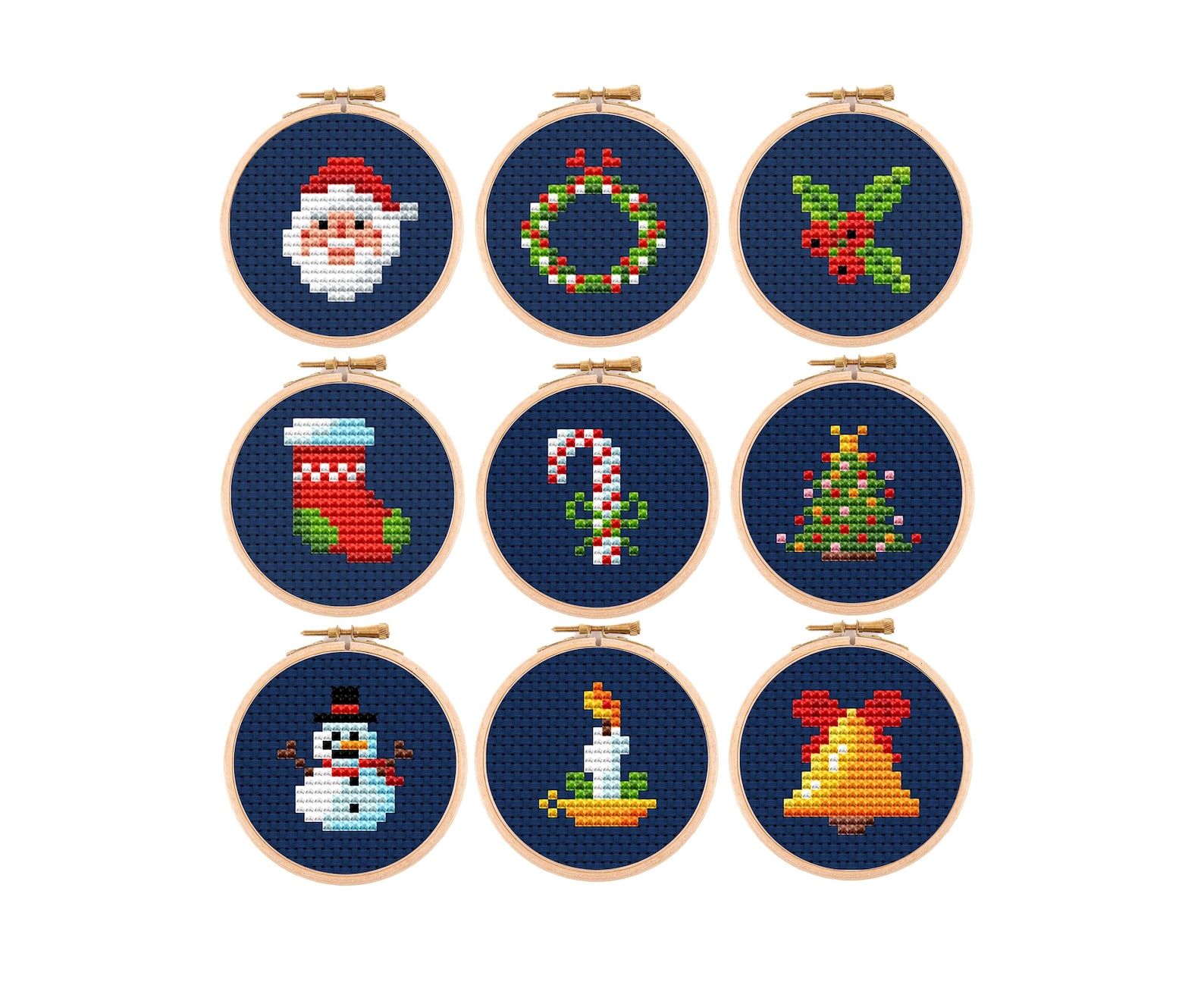Bundle Mini Christmas 9 Cross Stitch Patterns, Small Counted Cross ...