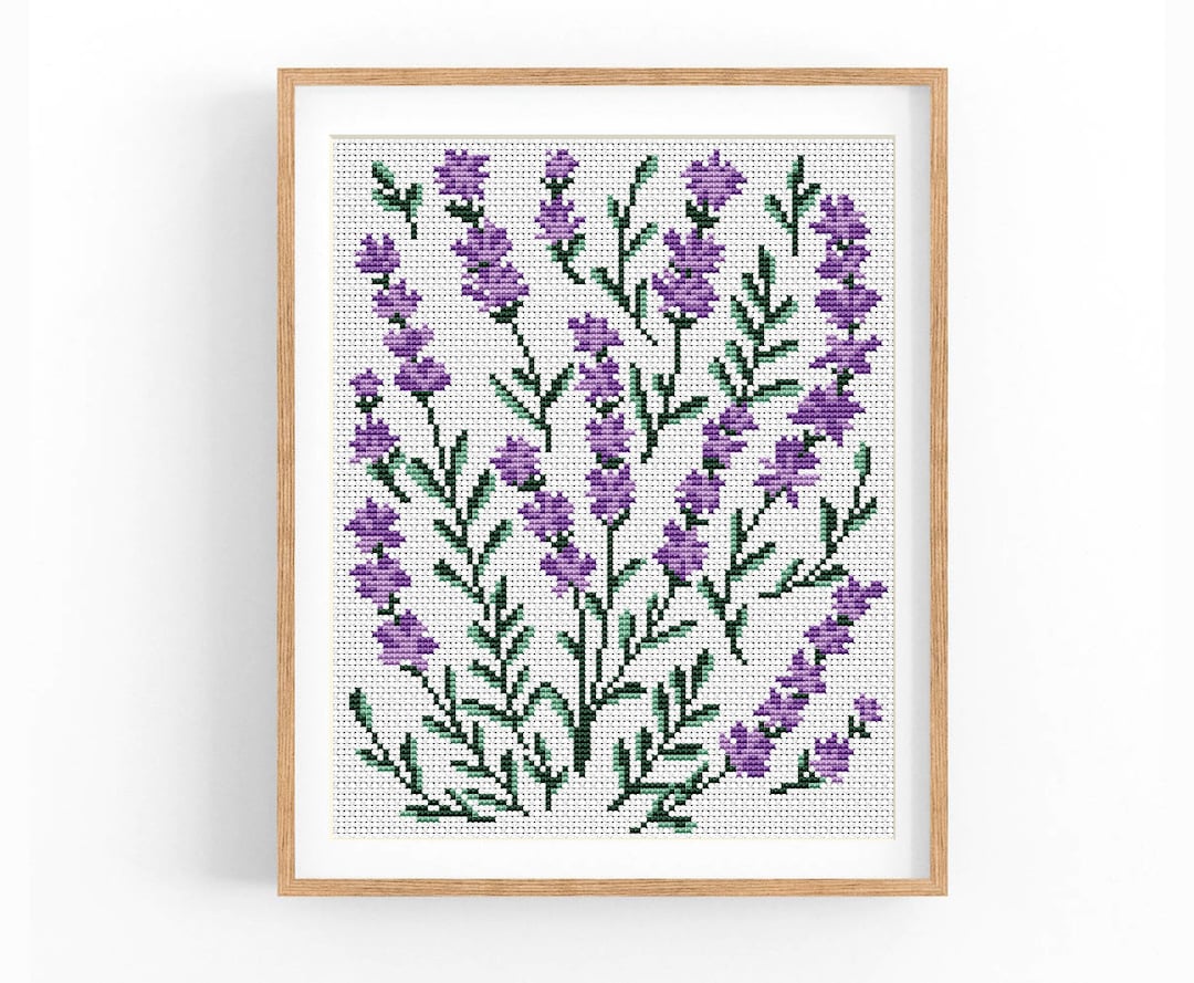 Lavender. Modern Cross Stitch Pattern. Flower, Provence Counted Cross ...