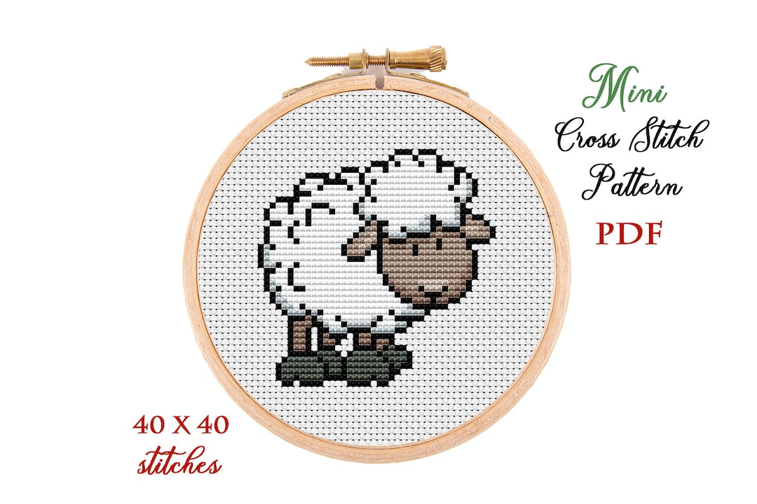 Mini Cross Stitch Pattern. Lamb. Animal Counted Cross Stitch Chart ...