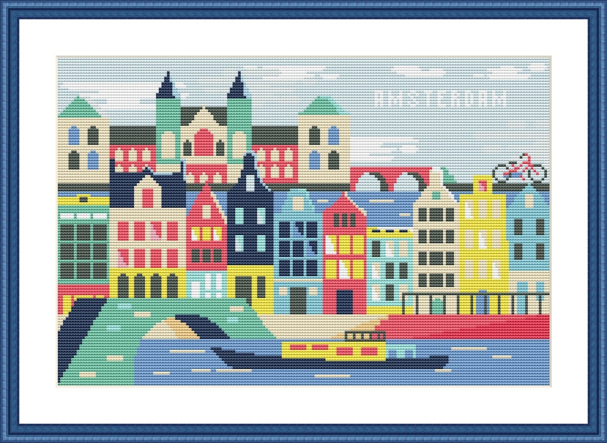 Amsterdam Cross Stitch Pattern. Holland Modern Travel Poster. | Etsy