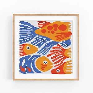 Set of 6 Modern Ocean Water Sea Cross Stitch Patterns, Abstract Nature ...
