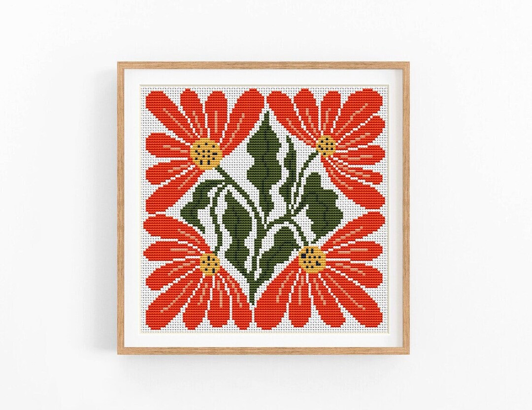 Cross Stitch Pattern Floral Abstract Art, Modern X-stitch Pattern ...