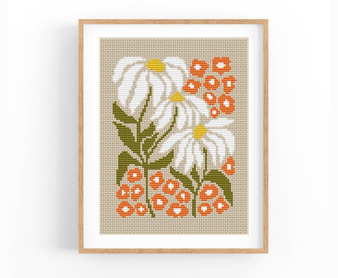 Cross Stitch Pattern Modern Floral Abstract, Easy X-stitch Pattern ...