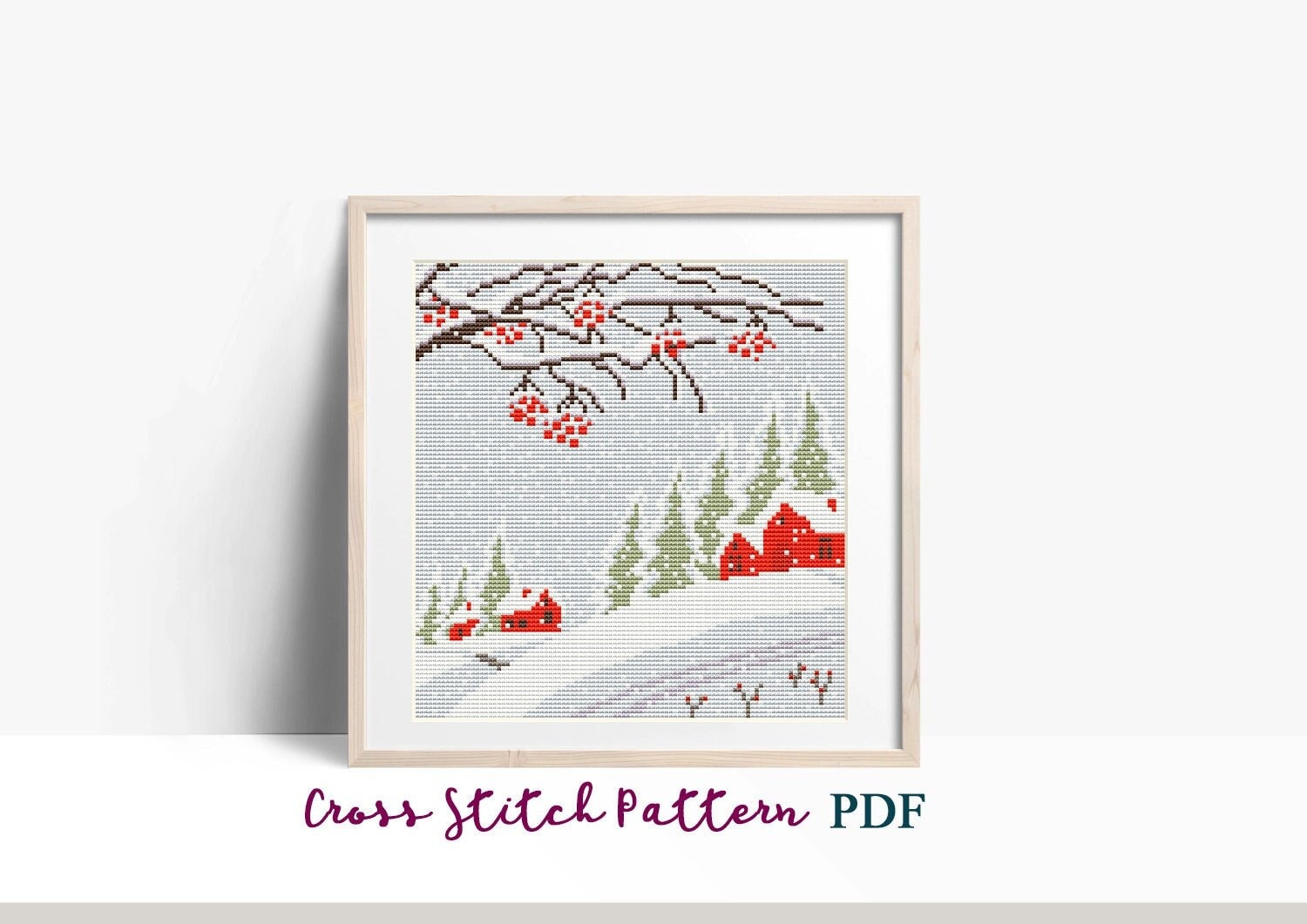 Winter Landscape Cross Stitch Pattern, Snowy Forest, Christmas, Scenic ...