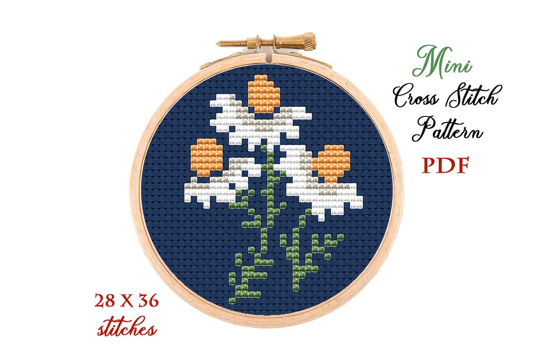 Mini Cross Stitch Pattern. Chamomile. Daisy. Counted Cross Stitch Chart ...