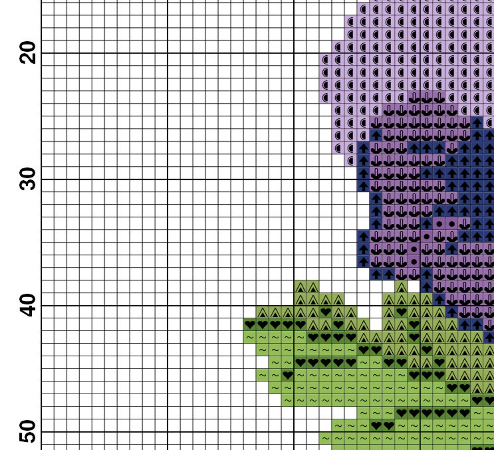 Pansies. Cross Stitch Pattern. Small Flowers Counted Cross - Etsy