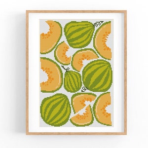 Set of 6 Modern Fruit Cross Stitch Patterns, Abstract Nature Cross ...