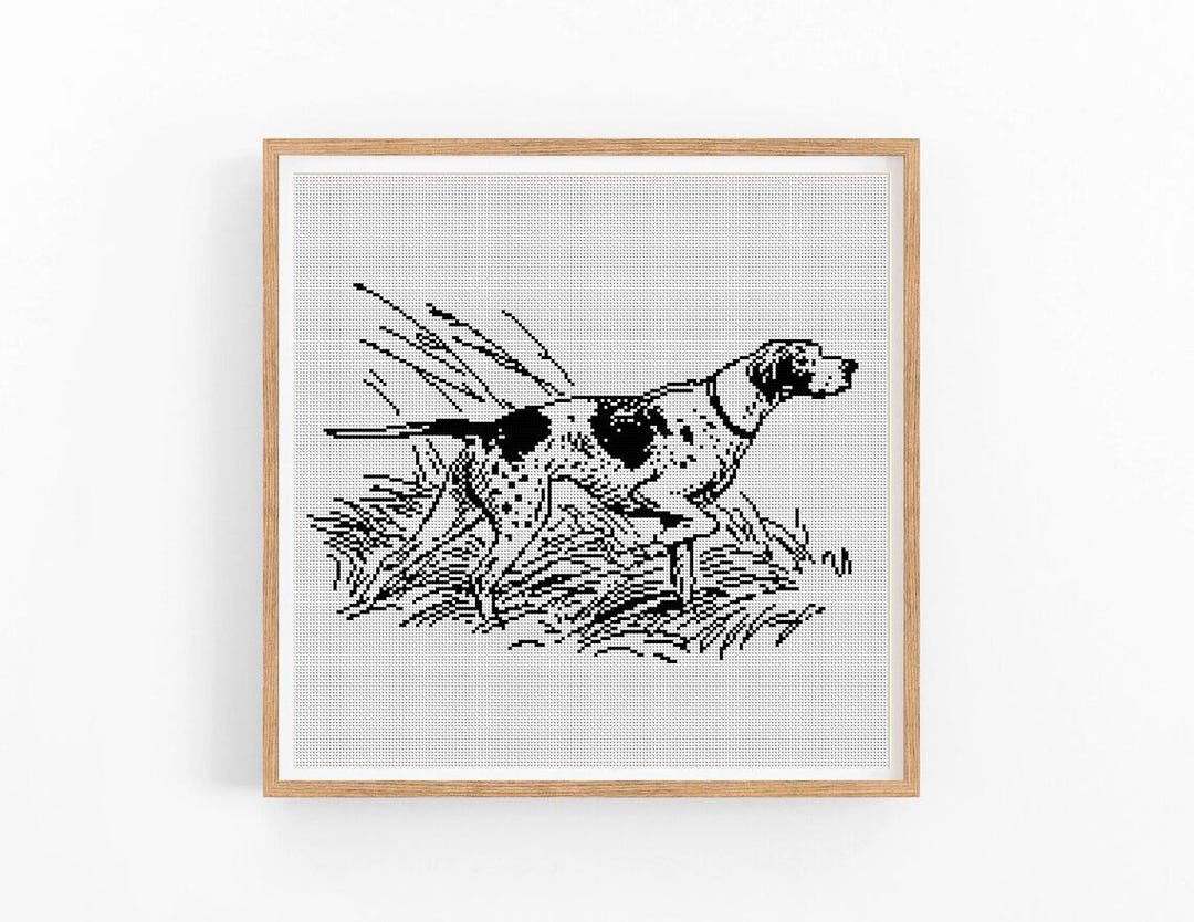 Pointer Dog Portrait Cross Stitch Pattern, Dog, One Color Modern X ...