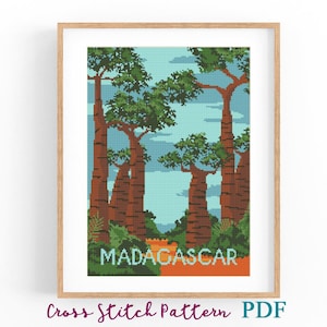Cross Stitch Pattern Madagascar Africa. Retro Travel Poster. - Etsy