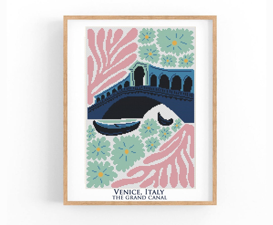 Cross Stitch Pattern Venice, Italy Travel Poster. Cityscape, Abstract ...