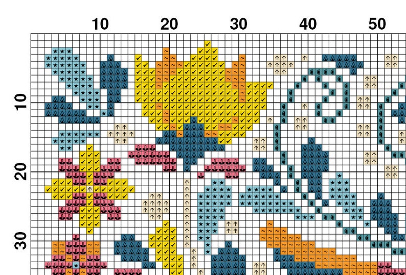 Folk Art Cross Stitch Pattern, Scandinavian Traditional X-stitch ...