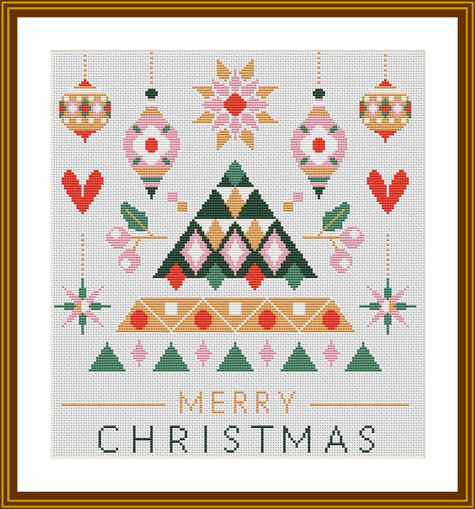 Merry Christmas Cross Stitch Pattern Modern X-stitch Pattern - Etsy