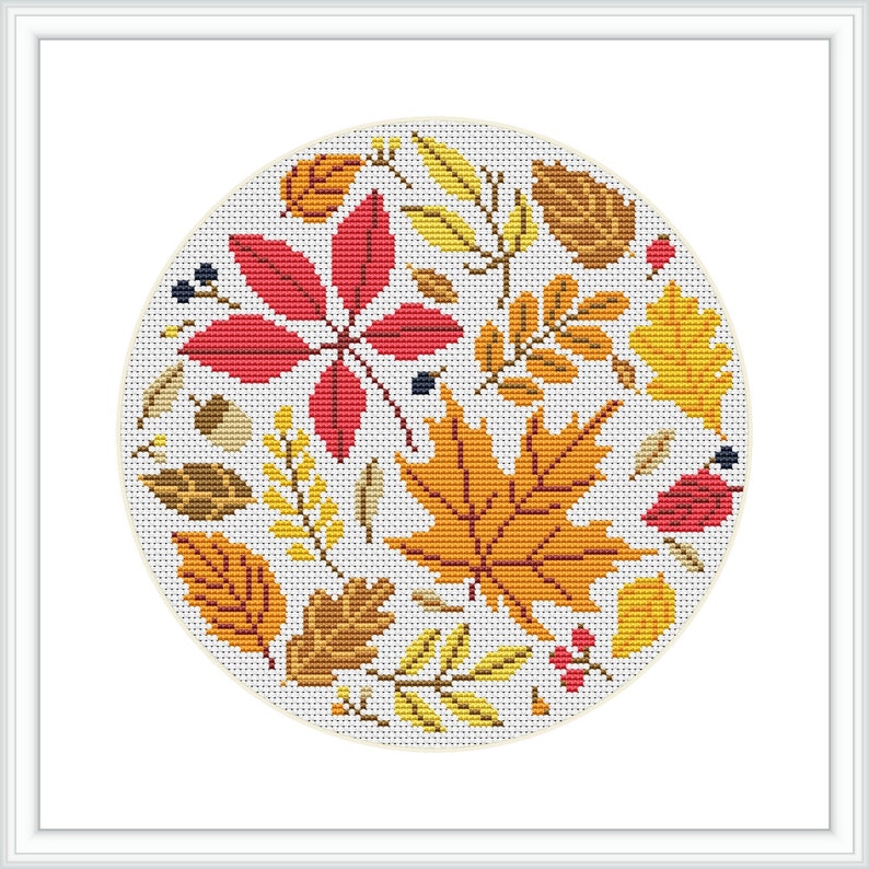 Fall Cross Stitch Pattern, Autumn Leaves, Fall X-stitch PDF ...