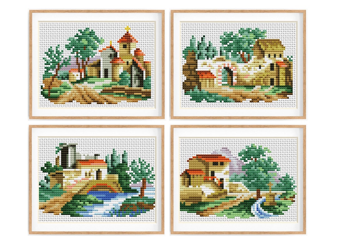 Set of 4 Vintage Cross Stitch Pattern, Victorian, Antique Cross Stitch ...