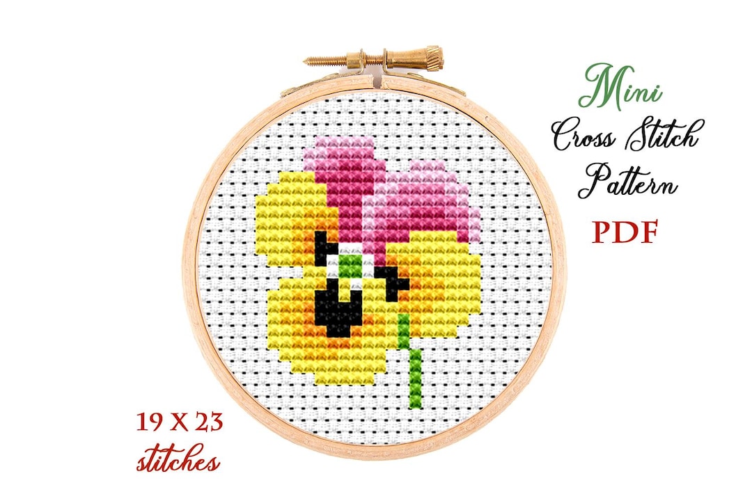 Pansy Mini Cross Stitch Pattern. Counted Xstitch Chart. Flower ...