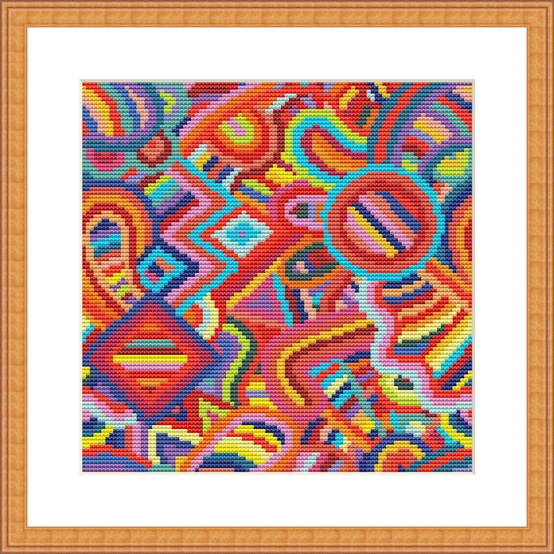 Abstract Cross Stitch Pattern, Modern Colorful X-stitch Pattern ...