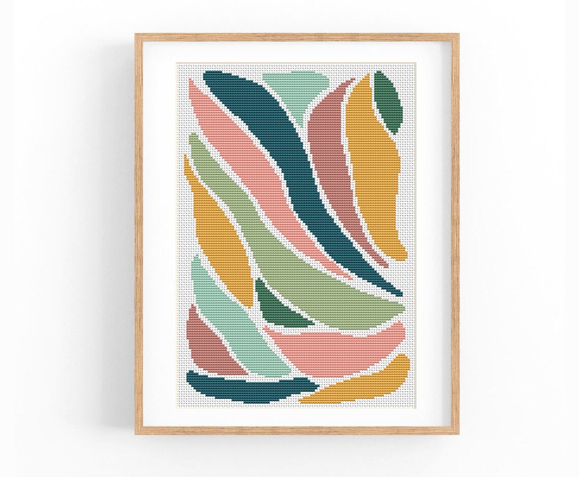 Set of 3 Modern Boho Cross Stitch Patterns Abstract Colourful - Etsy