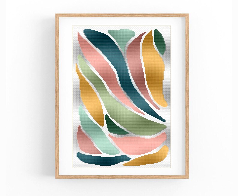 Set of 3 Modern Boho Cross Stitch Patterns, Abstract Colourful Cross ...
