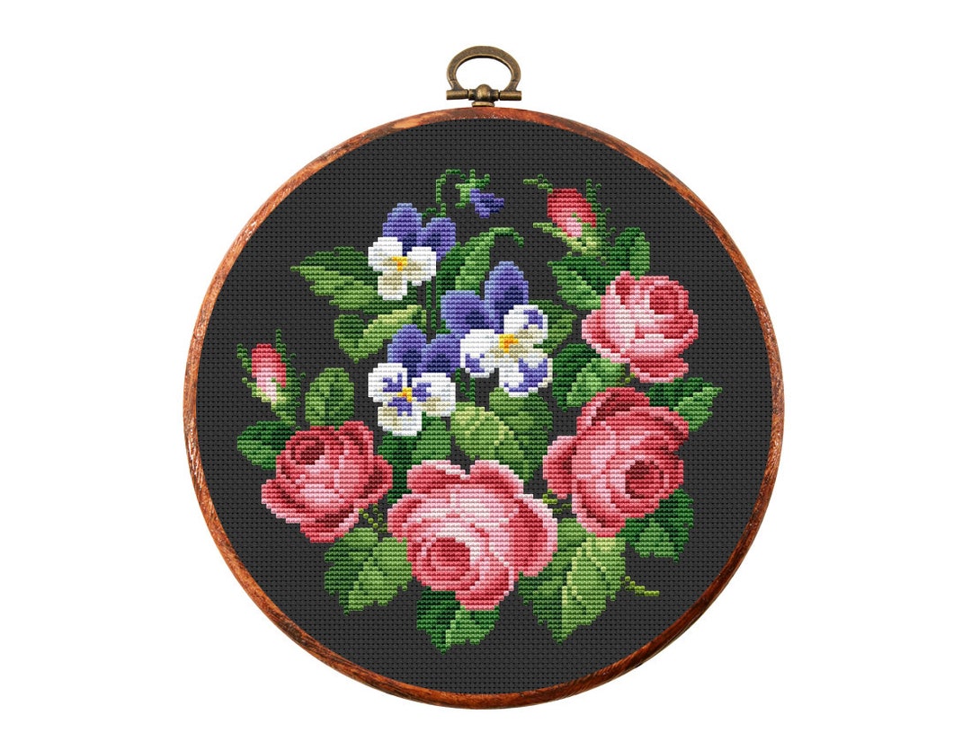 Vintage Flowers Cross Stitch Pattern, Antique Cross Stitch Design ...